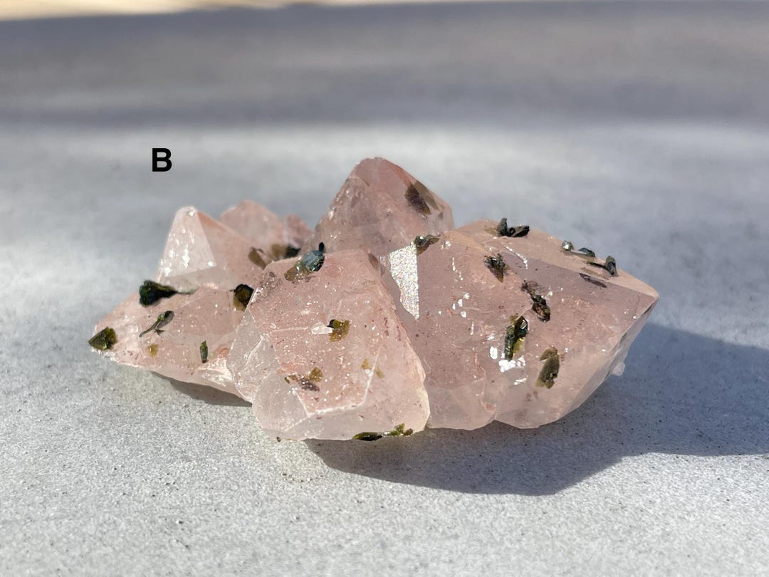 Glitter Pink Amethyst Cluster With Gemmy Epidote | Garden Quartz – Rare ...