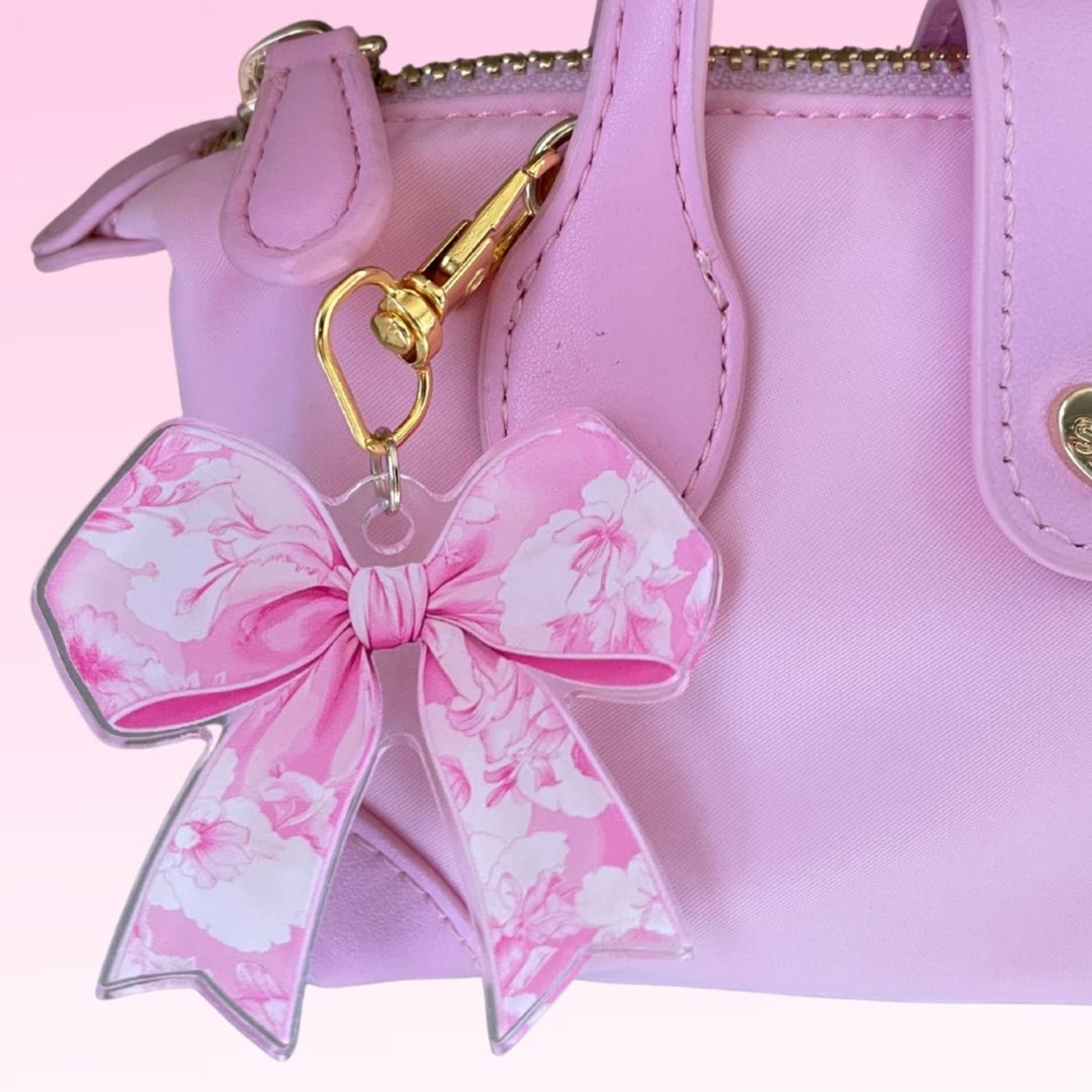 Chinoiserie Bright Pink Coquette Bow Bag Charm Coquette Keychain ...