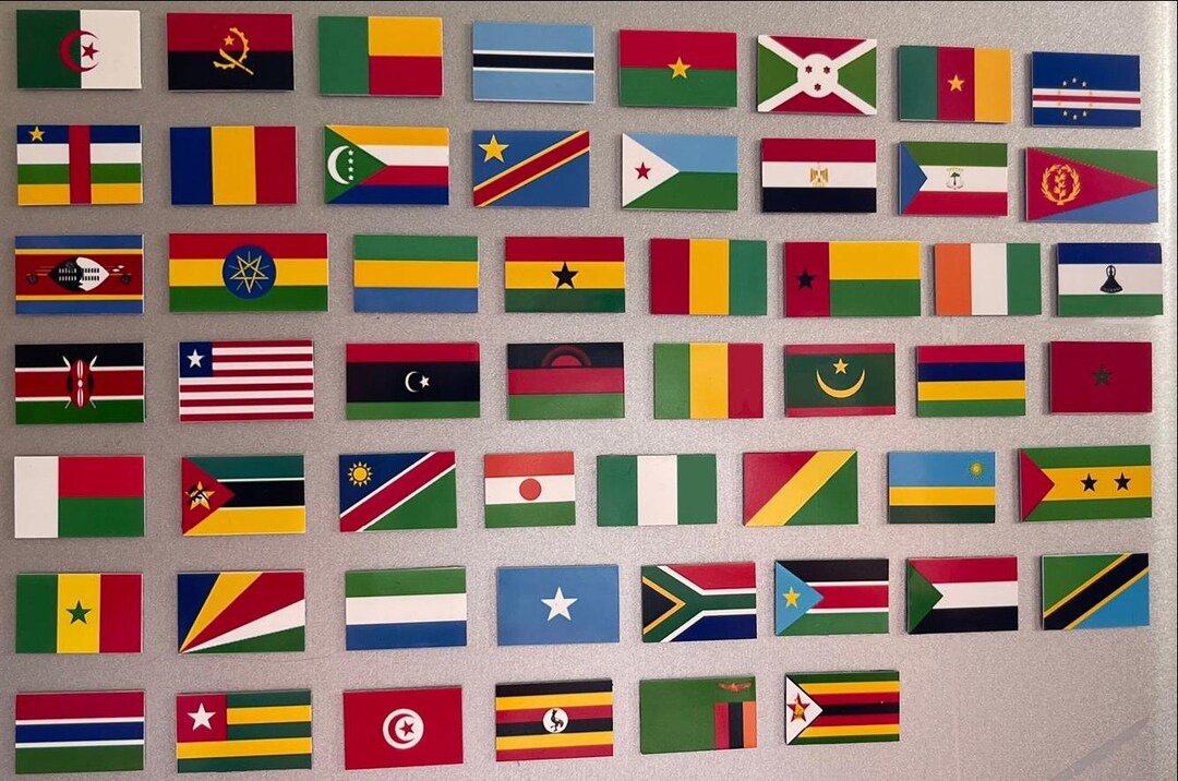 Africa Complete Flags Set, 54 Countries Small Magnets Collection and ...