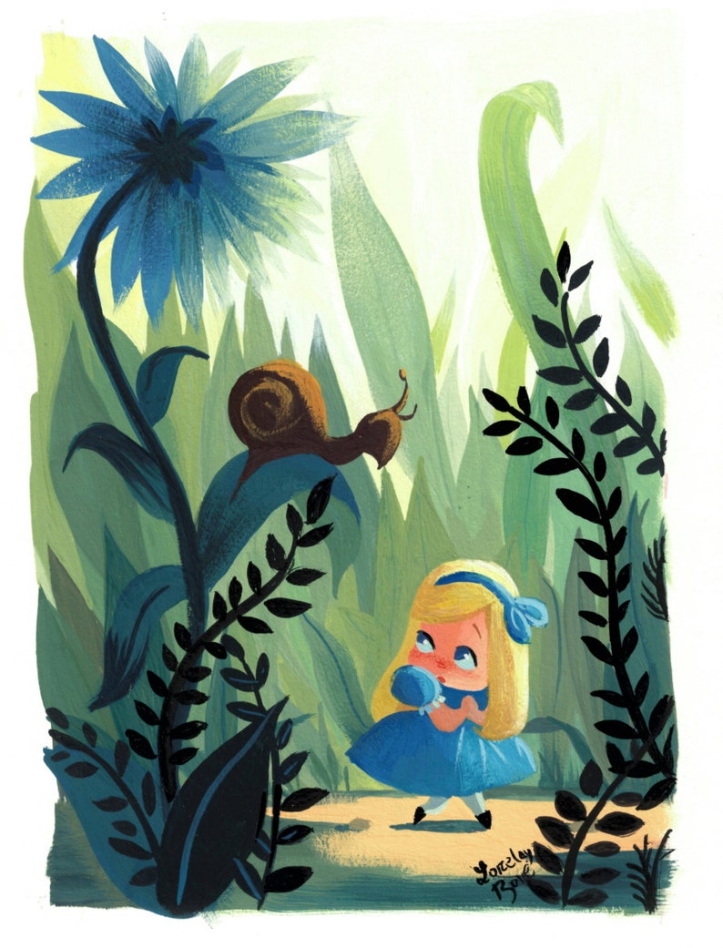 Alice and the Snail - Print - Etsy