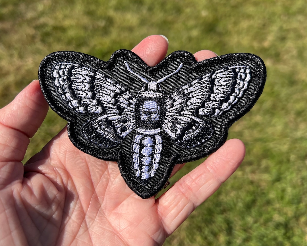 Black & White Deaths Head Moth Patch, Handmade, Iron-on - Etsy