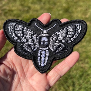 Black & White Deaths Head Moth Patch, Handmade, Iron-on - Etsy