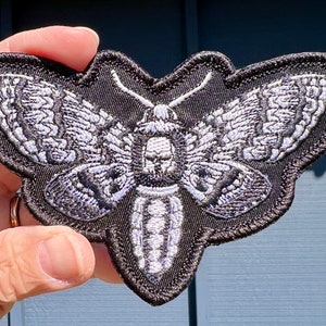Black & White Deaths Head Moth Patch, Handmade, Iron-on - Etsy