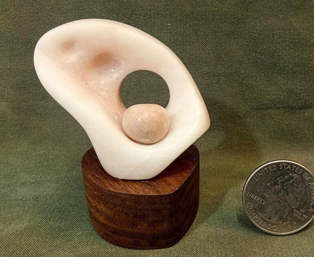 METEORITE is an Original, Hand Sculpted Alabaster Sculpture on a Black ...