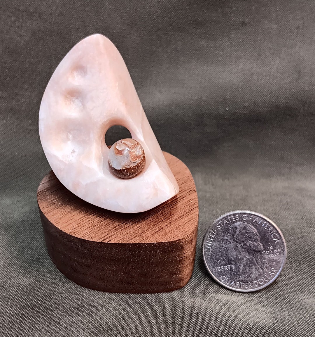 HALF MOON, is an Original, Hand Sculpted Alabaster Sculpture on a Black ...