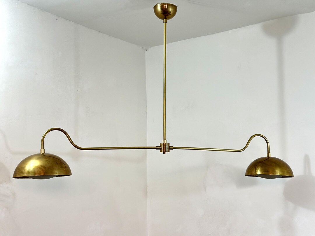Aldorno Pendant Light | Pendant Double Shade Light | 2 Light Raw Brass ...