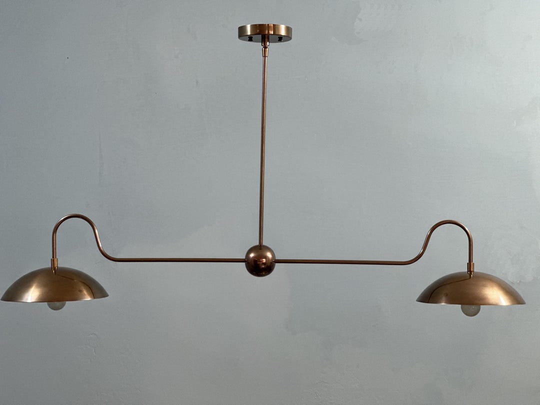 2 Light Curved Shade Elegant Brass Ceiling Light | Double Shade Linear ...