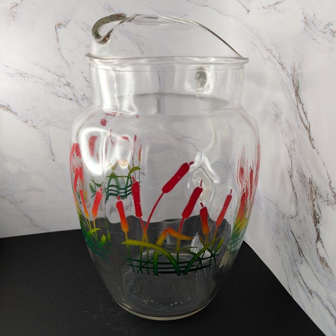 Vintage Glass Rainbow Cat Tail Pitcher - Retro Drink Pitcher MCM - Etsy