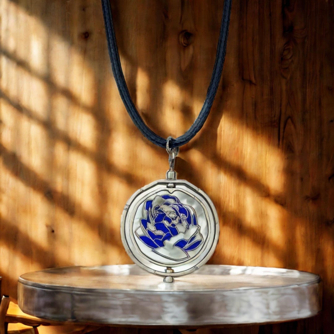 Arcane Inspired Necklace Blue Rose Pendant Gift Pendant Unique Jewelry ...