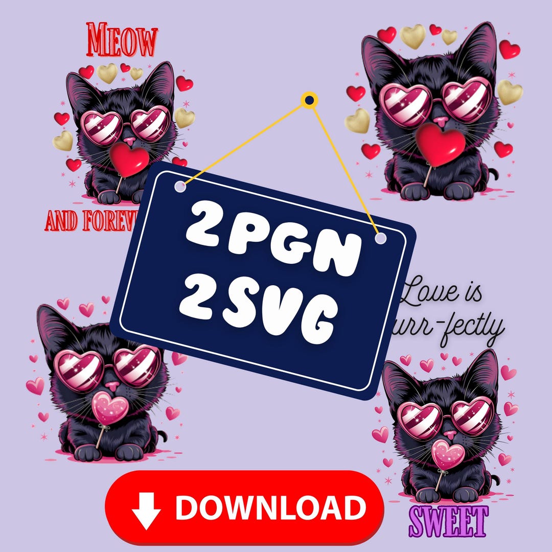 Cats Svg Pgn Bundle, Black Cat Svg Pgn Cat Clipart Cat Cut Files Black ...
