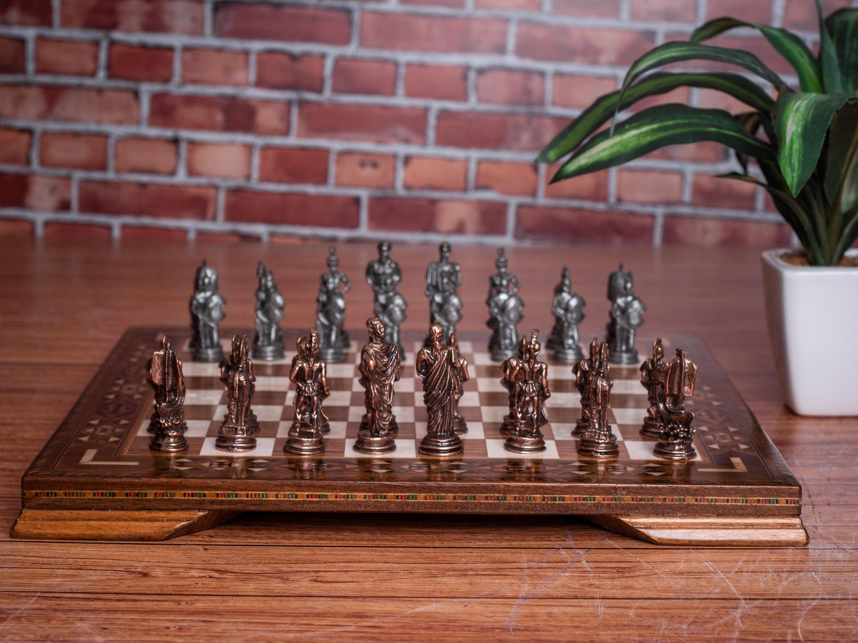 Antique Copper Troy Chess Pieces, Metal Chess Set for Adults ...
