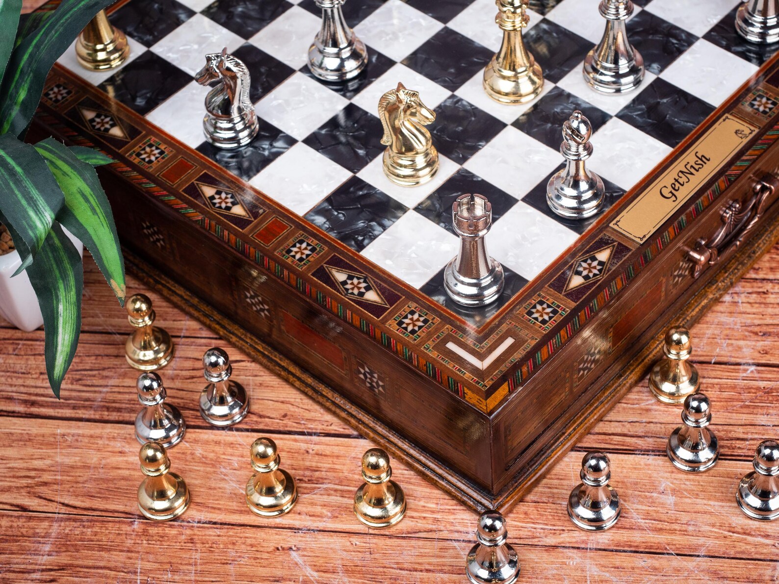 Personalized Chess Set, Chess Set for Adults, Gold and Silver Metal, Birthday Gift for Him ...