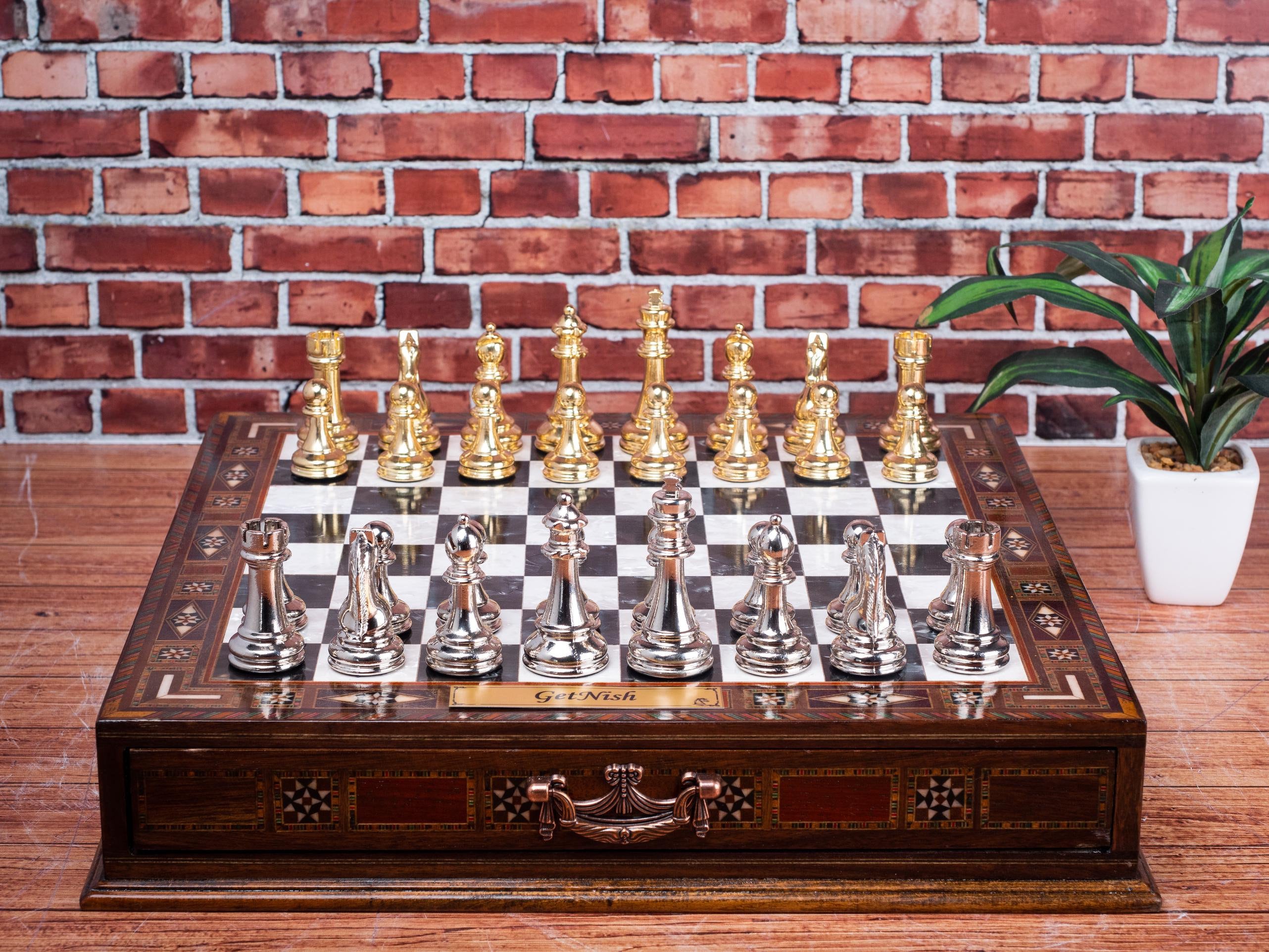 Personalized Chess Set, Chess Set for Adults, Gold and Silver Metal ...