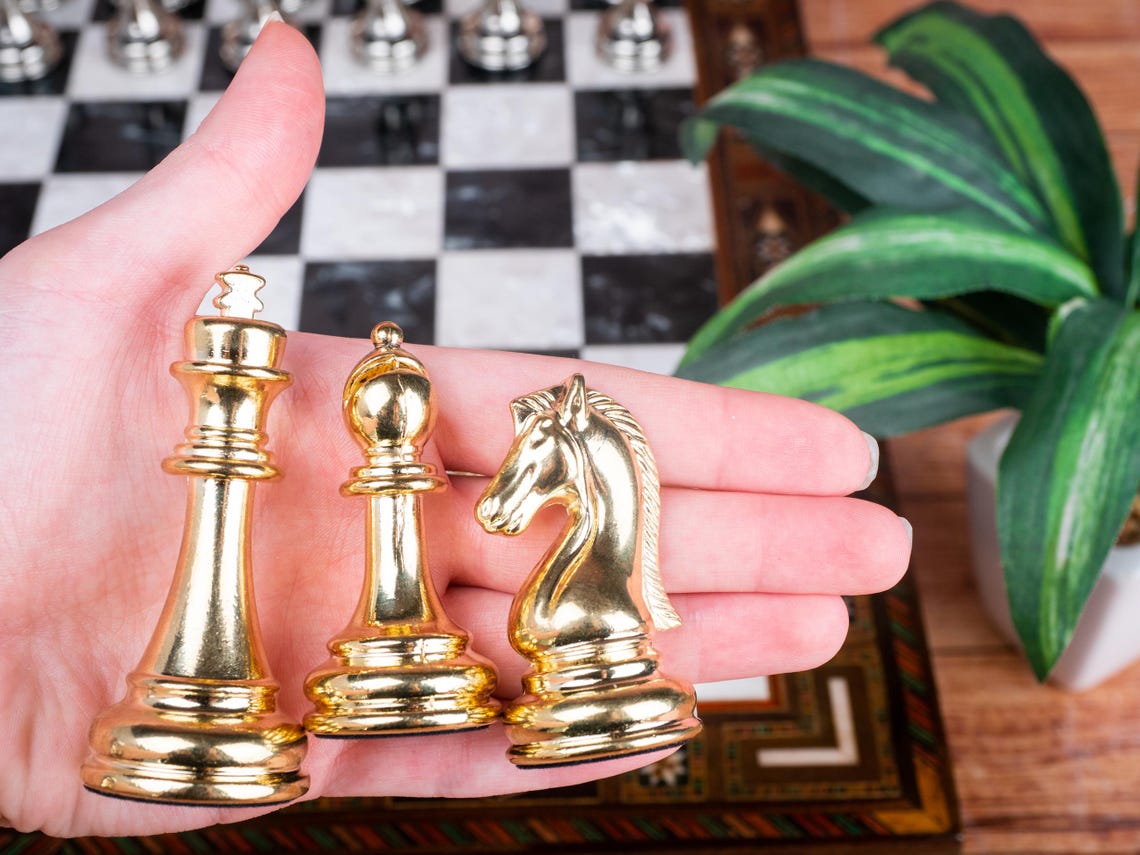 Personalized Chess Set, Chess Set for Adults, Gold and Silver Metal ...