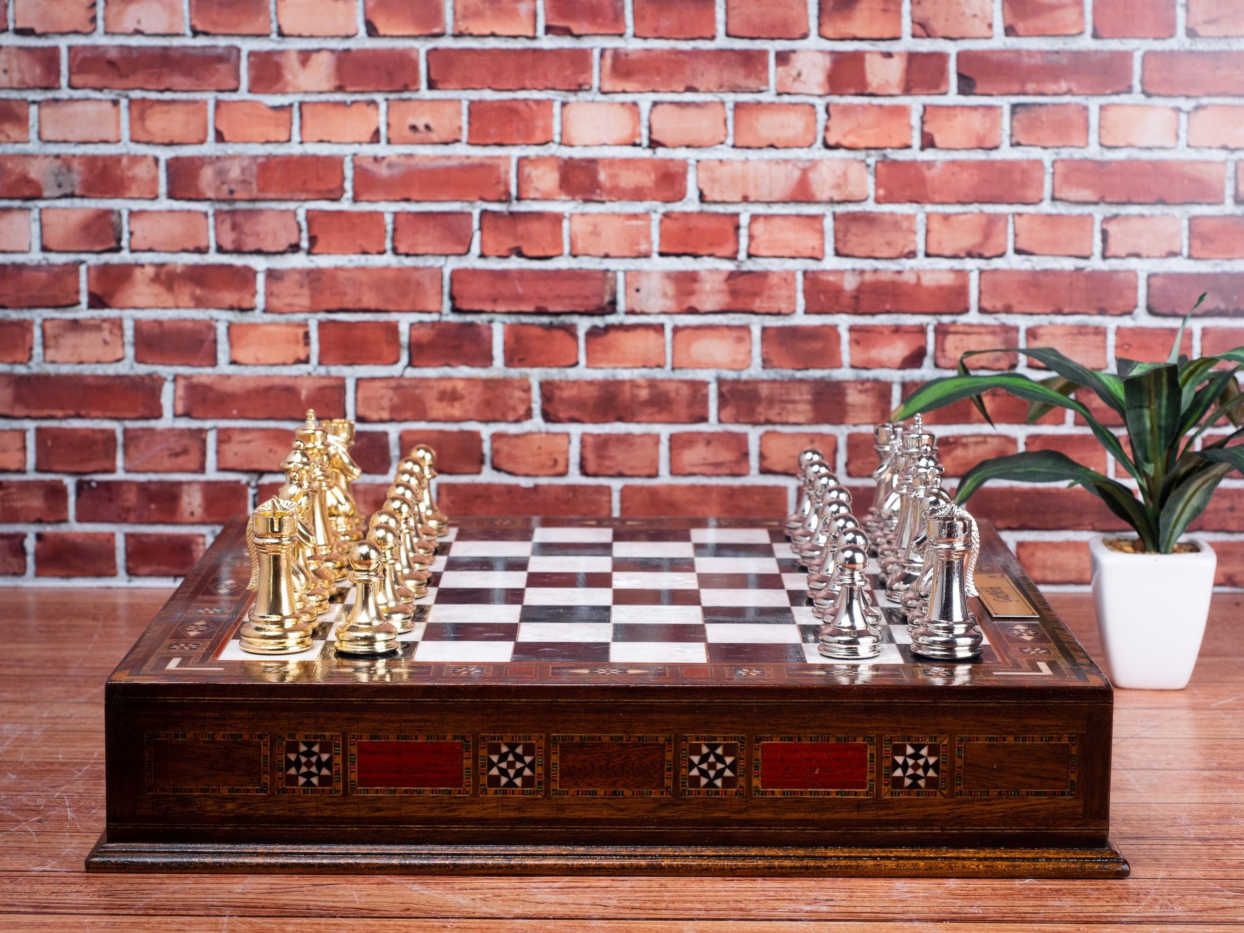Personalized Chess Set, Chess Set for Adults, Gold and Silver Metal, Birthday Gift for Him ...