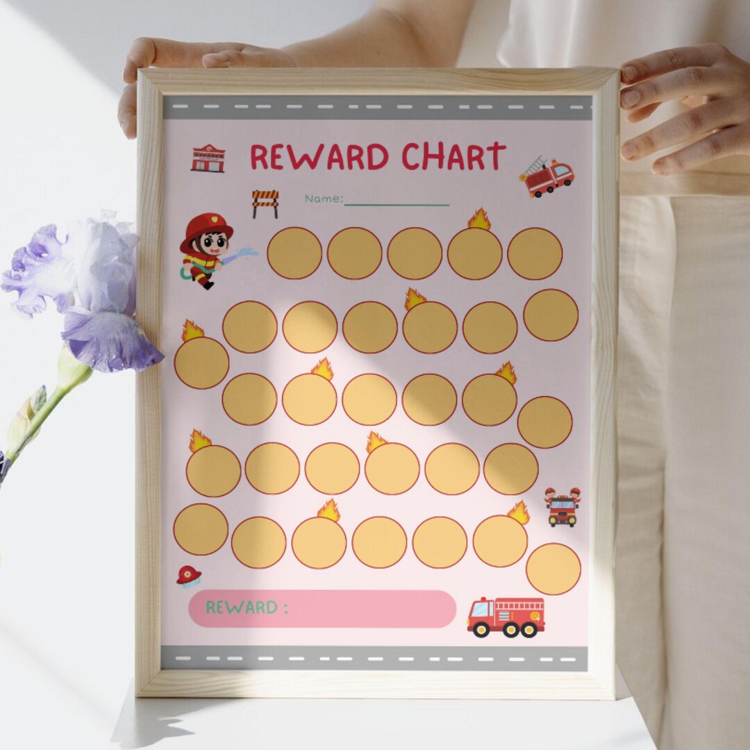 Firefighter Reward Chart for Kids | Fire Truck Behavior Chart Printable ...