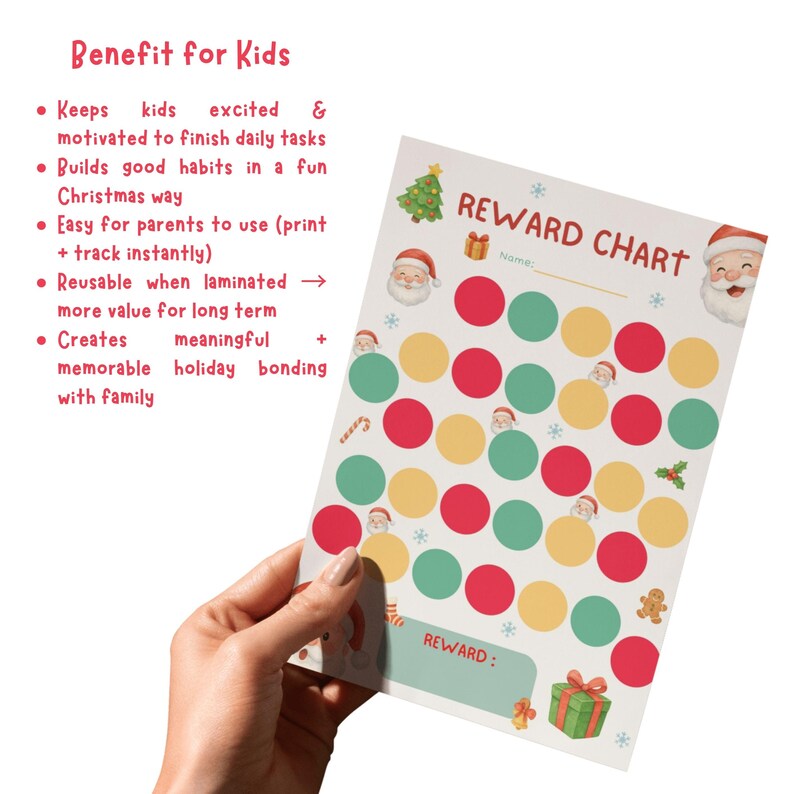 Christmas Reward Chart for Kids | Holiday Behavior Tracker (PDF) - Etsy ...