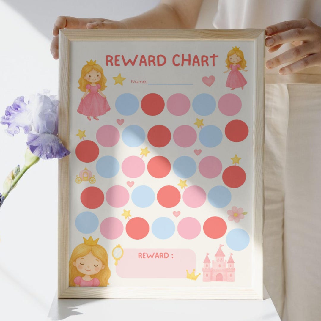 Princess Reward Chart Printable for Girl | Pink Watercolor Style ...