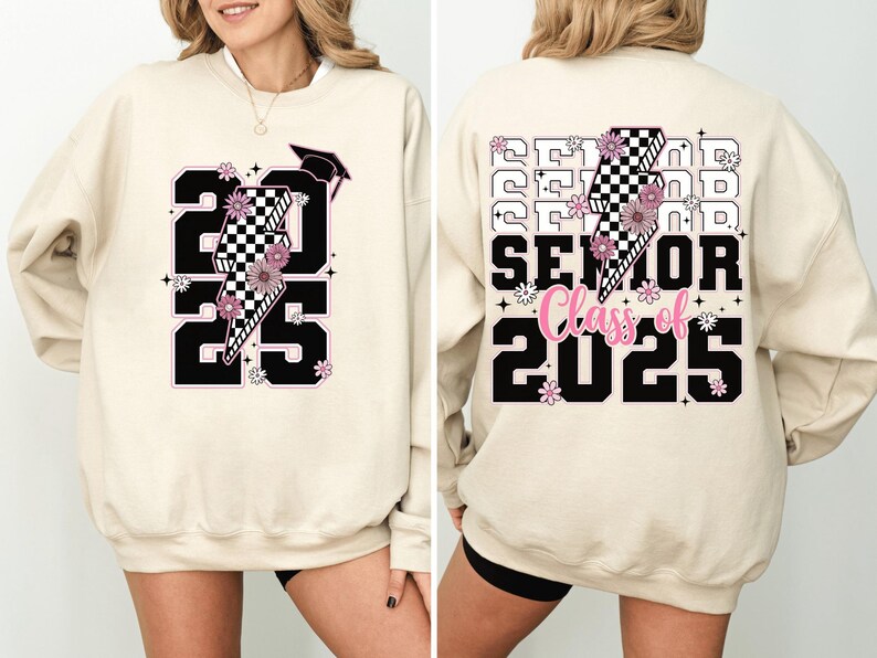Retro Senior Class of 2025 Sweatshirt, High School College Senior 2025 ...