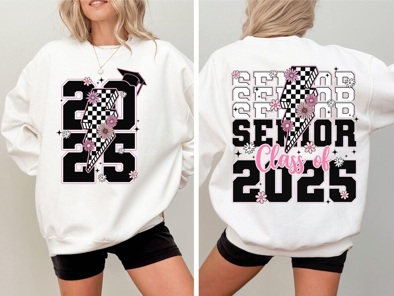 Retro Senior Class of 2025 Sweatshirt, High School College Senior 2025 ...