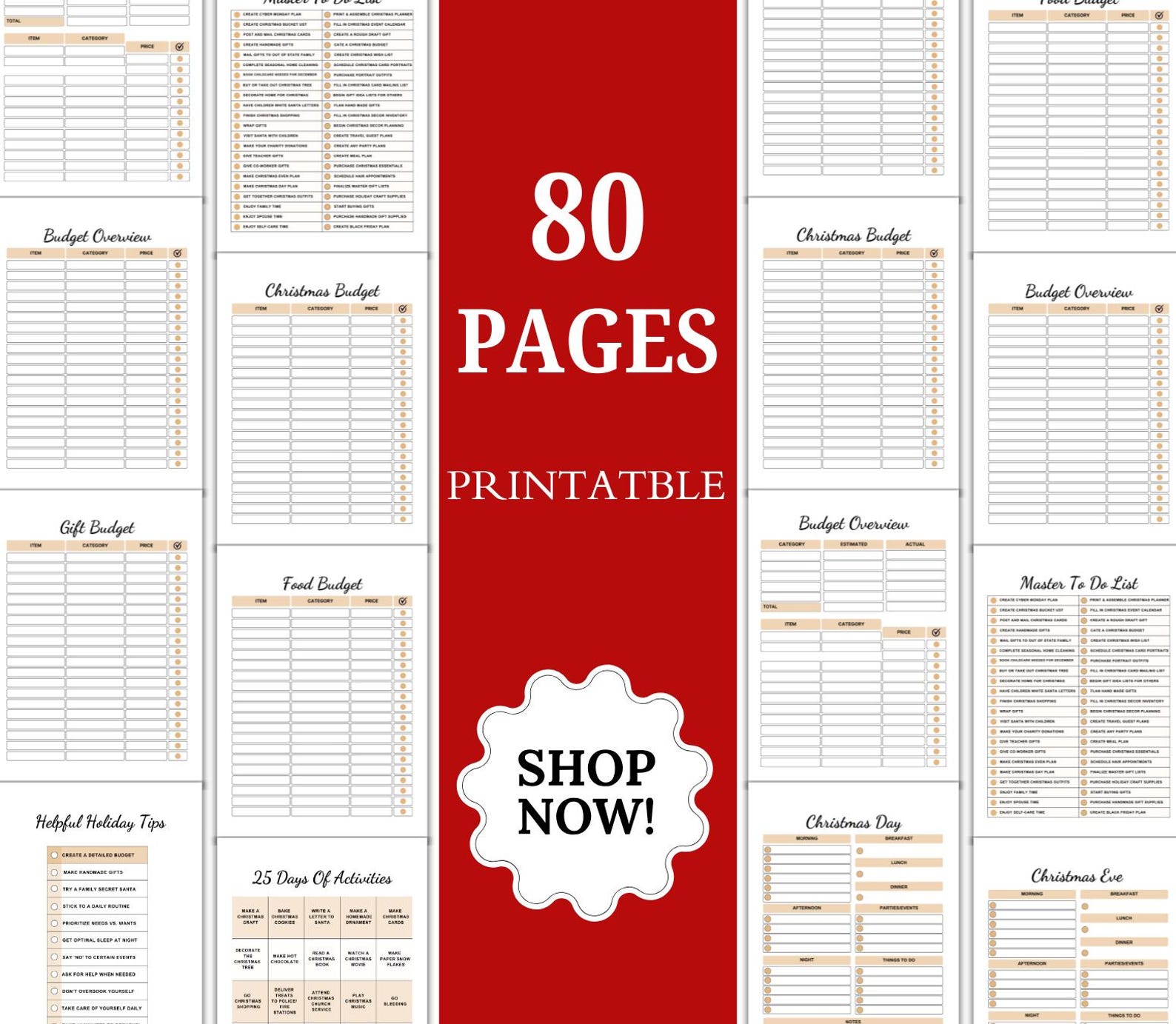 Christmas Planner, Holiday Organizer, Festive Planner, Xmas Schedule ...