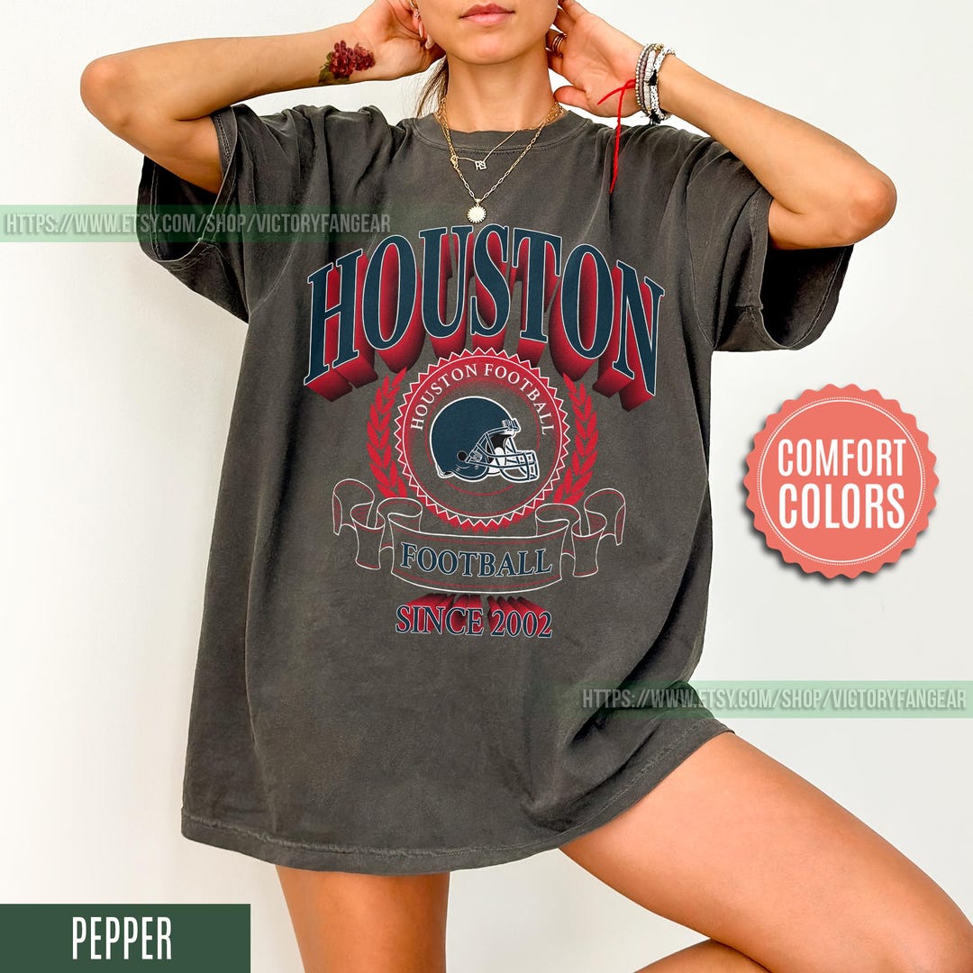 Houston Football Vintage Style Comfort Colors Crewneck T-shirt,texan ...