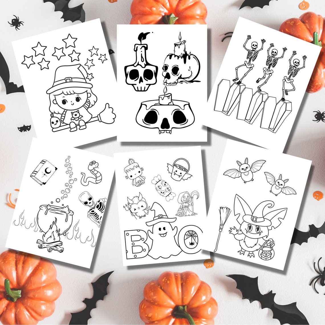 Printable Spooky Cute Halloween Coloring Pages, Digital Coloring ...