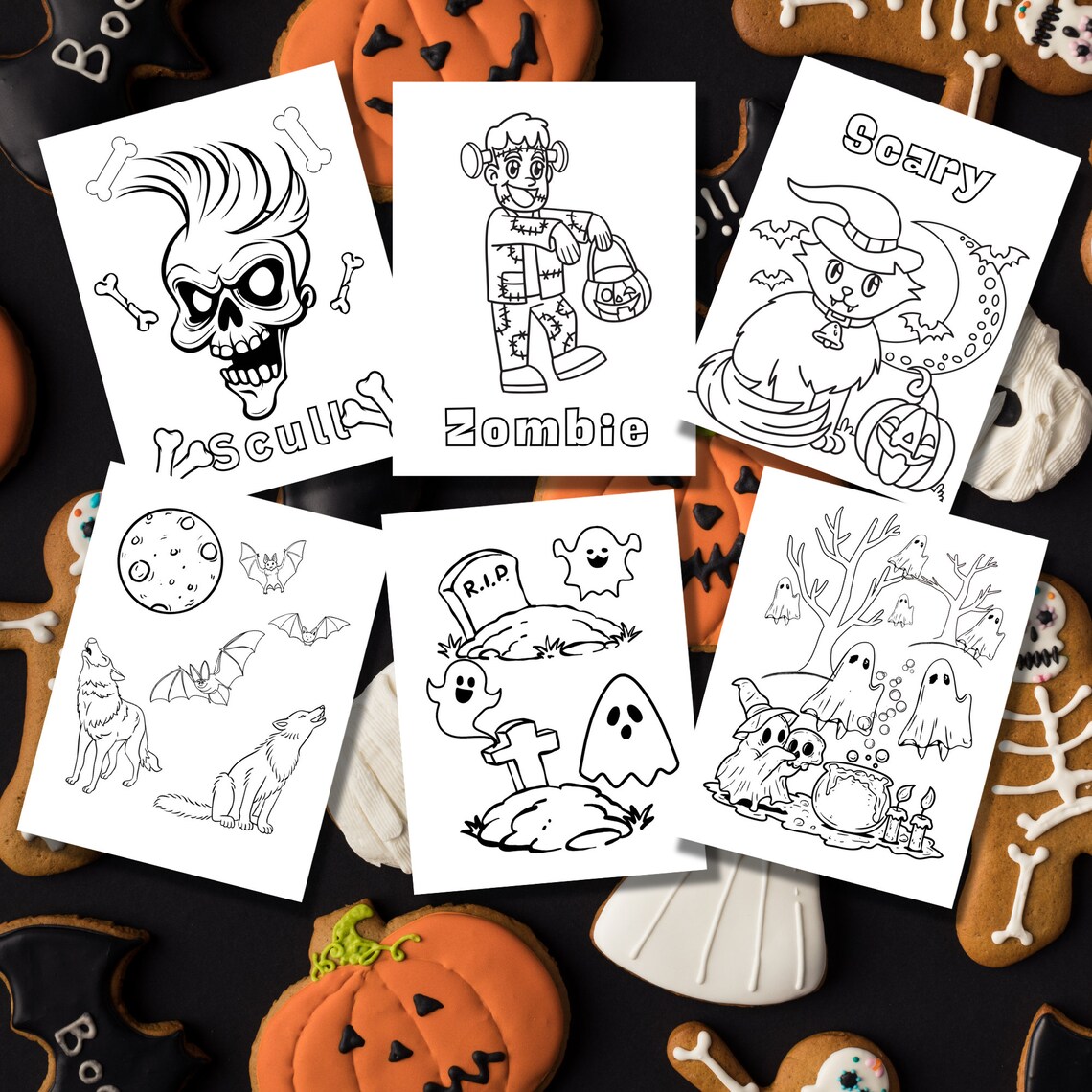 Printable Spooky Cute Halloween Coloring Pages, Digital Coloring ...