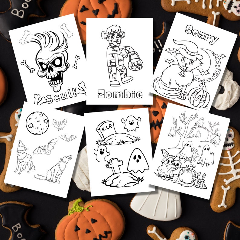 Printable Spooky Cute Halloween Coloring Pages, Digital Coloring ...