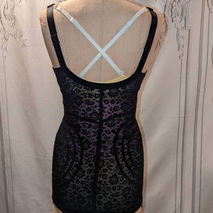 1940s Black Lace Mesh Longline Girdle, Pinup Shapewear 38C Full Support ...