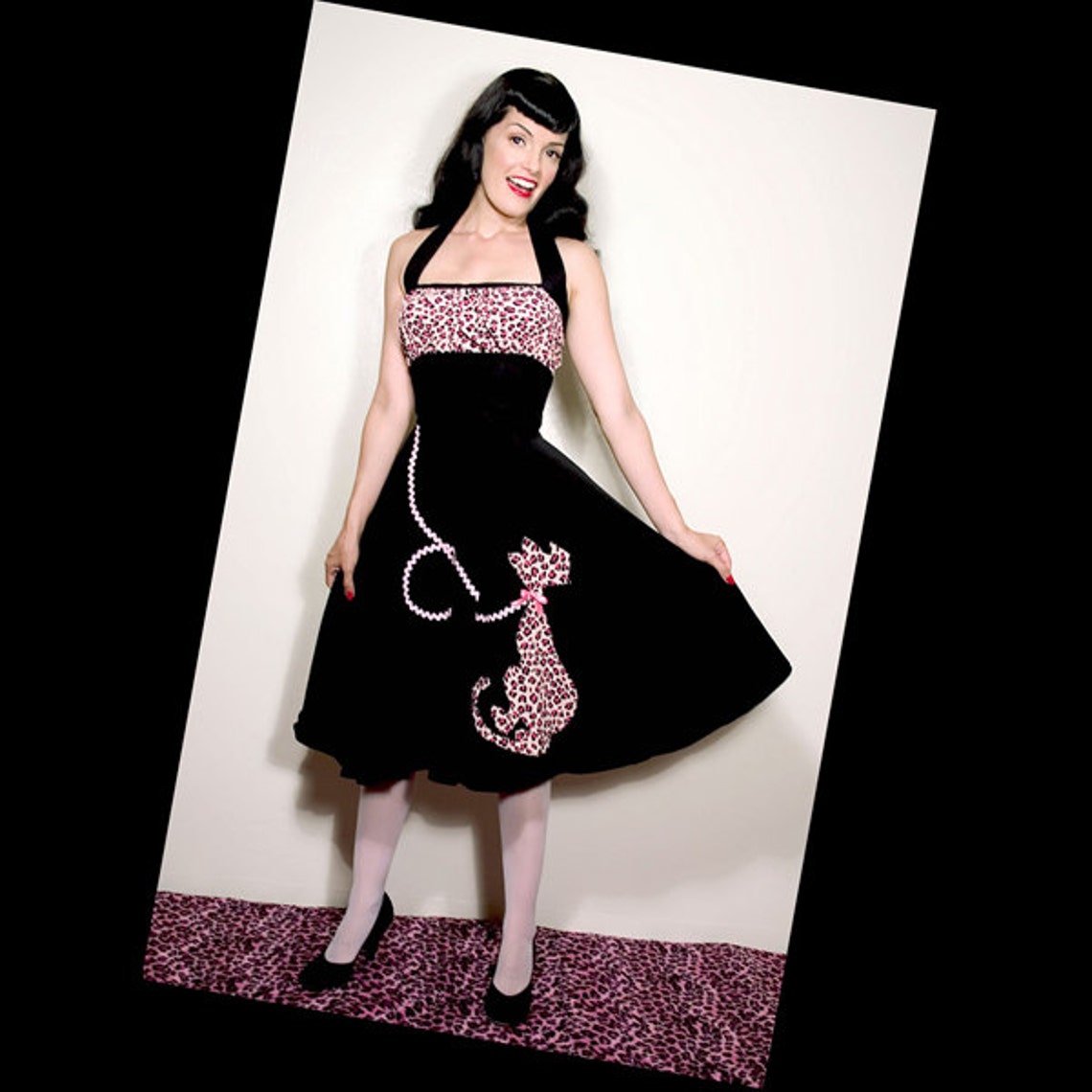Bombshell Pin up Leopard Kitty Halter Dress... Meeeeow - Etsy
