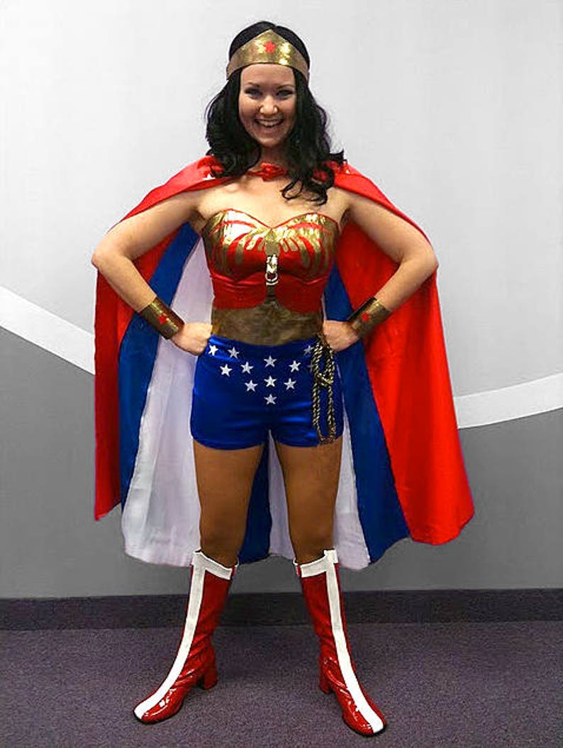 Full Wonder Woman Costume Corset Tiara Cuffs Belt Lasso Etsy