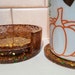 Fall Coaster Set 4 Coasters and Holder Orange Gold Green Red Glitters ...