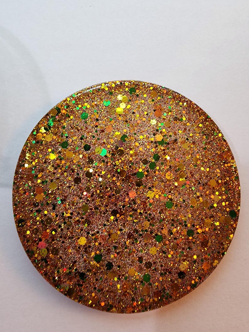 Fall Coaster Set 4 Coasters and Holder Orange Gold Green Red Glitters ...