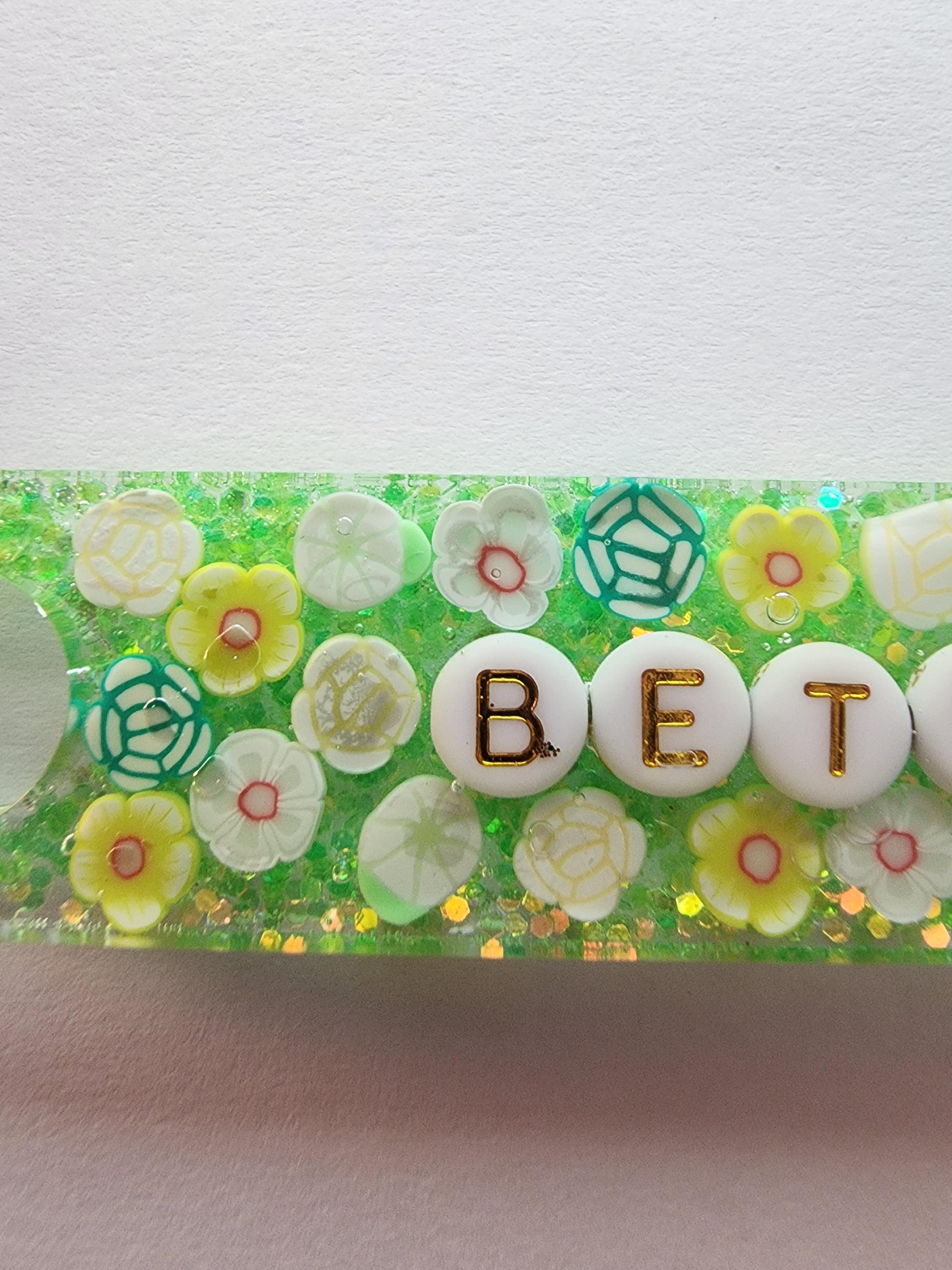 Flower Stanley Tumbler 40oz Name Plate Topper Resin Art LSF Fans Flower ...