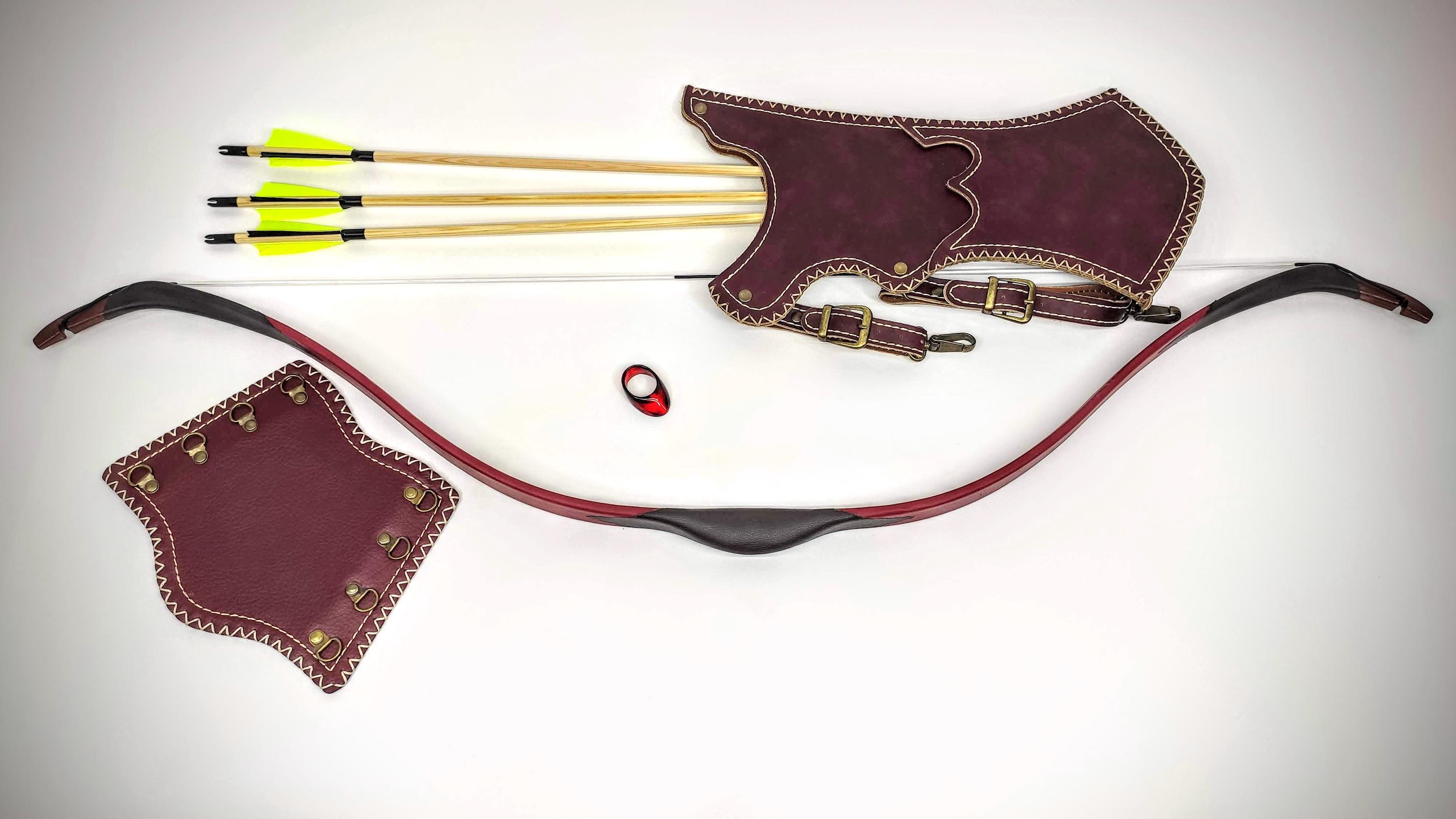 Turkish Archery Bow Set: Beginner Training, Arrows, Quiver, Thumbring ...
