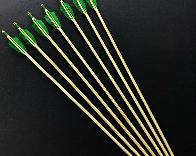 Traditional Wooden Target Arrow - Khaki & Black Design - 12 PCS ...