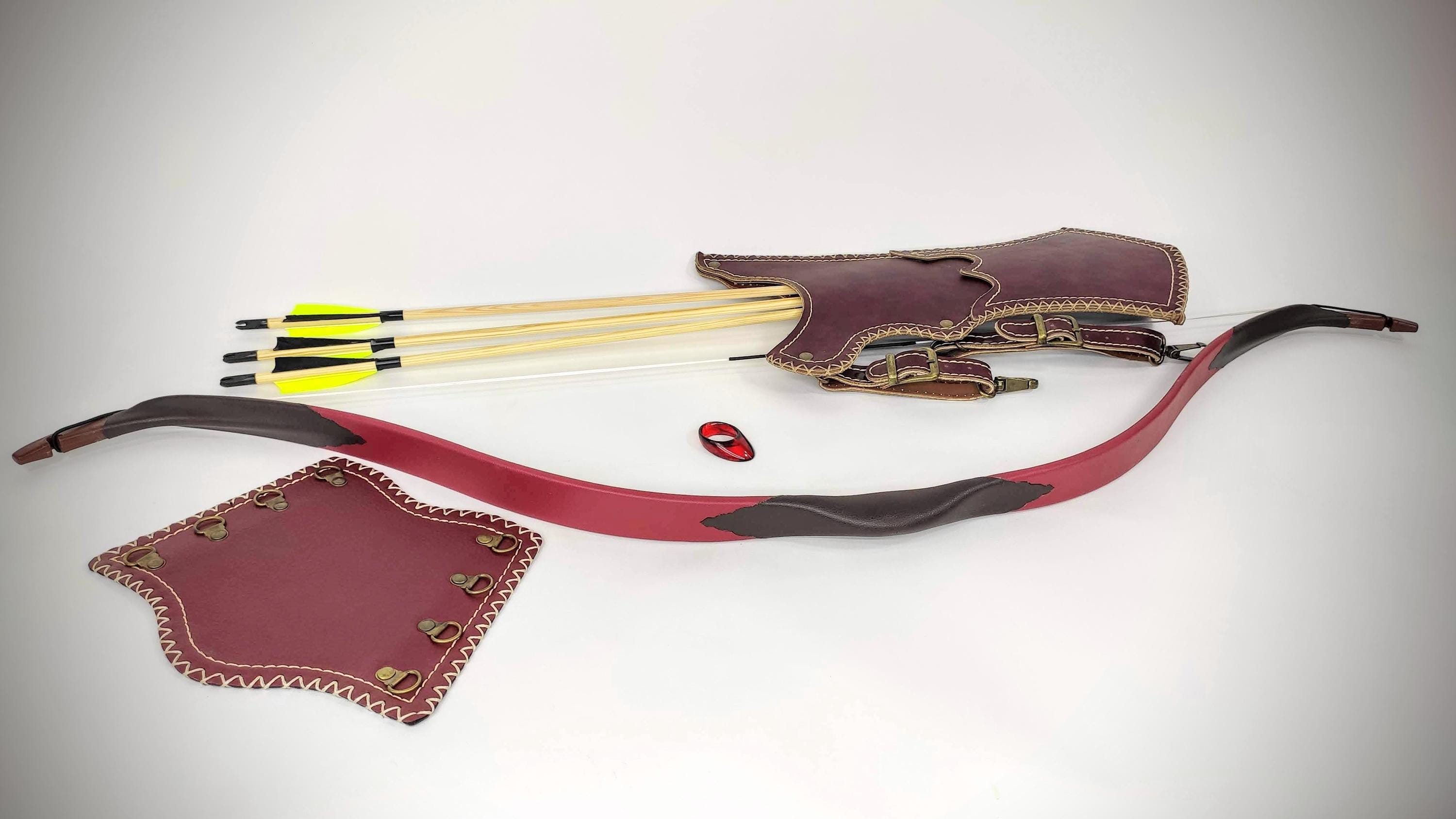 Turkish Archery Bow Set: Beginner Training, Arrows, Quiver, Thumbring ...