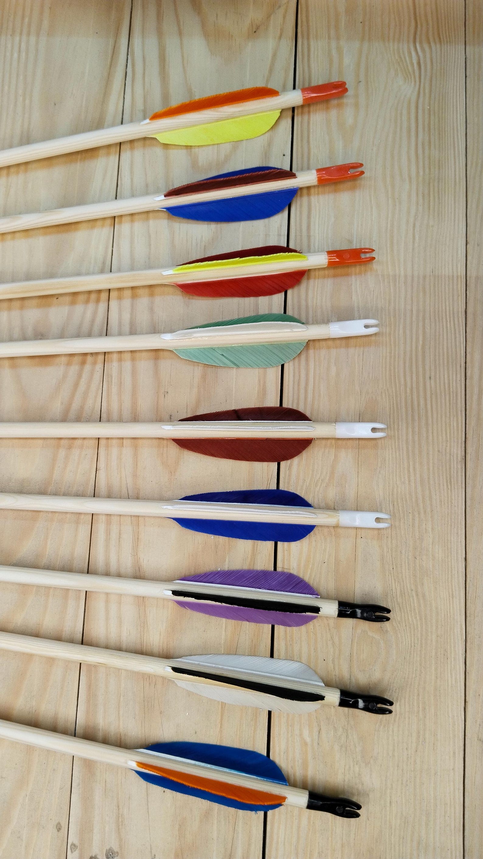 12 Wooden Training Arrows: Real Turkey Feathers, Metal Tip Arrowhead - Etsy