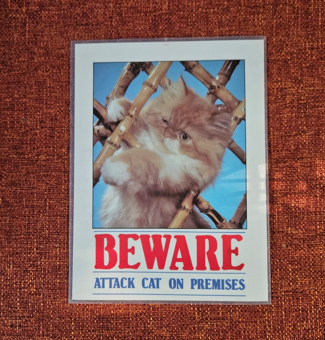 Attack Cat Sign Laminated Russ 1979 Beware Attack Cat on Premises - Etsy