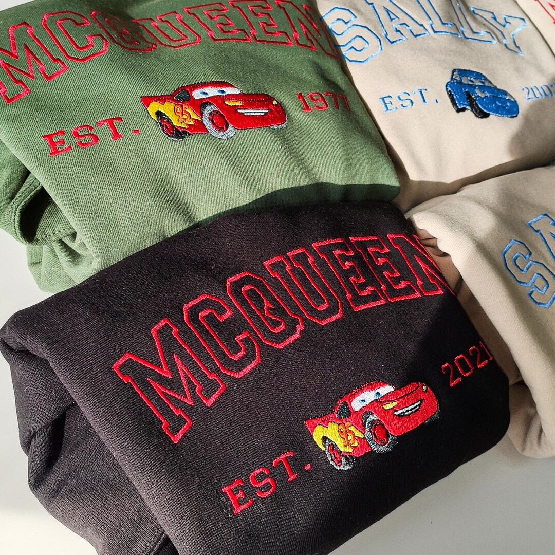 Embroidered Mcqueen Sally Cars Sweatshirt, Disney Toddler Birthday ...