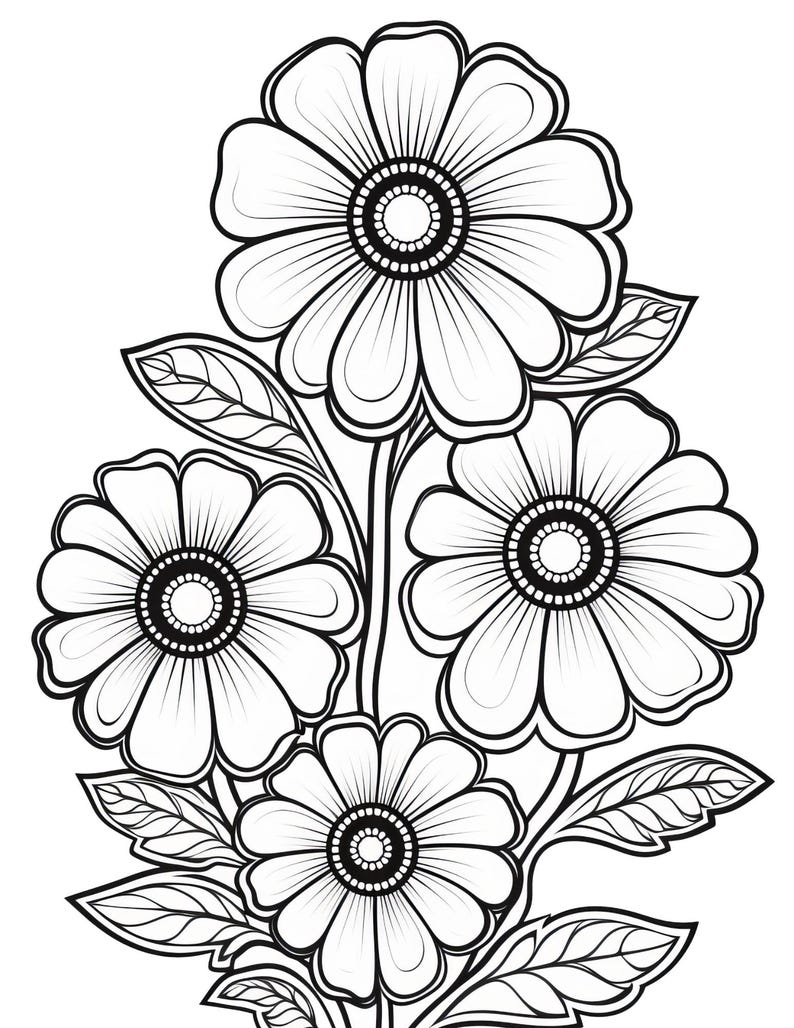 Groovy Flower Coloring Book | Printable Retro Coloring Pages | Mix and ...