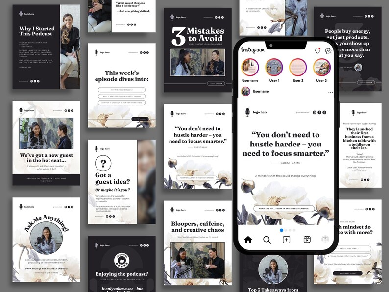 Podcast Instagram Templates: Editable Canva Social Media Kit (digital ...