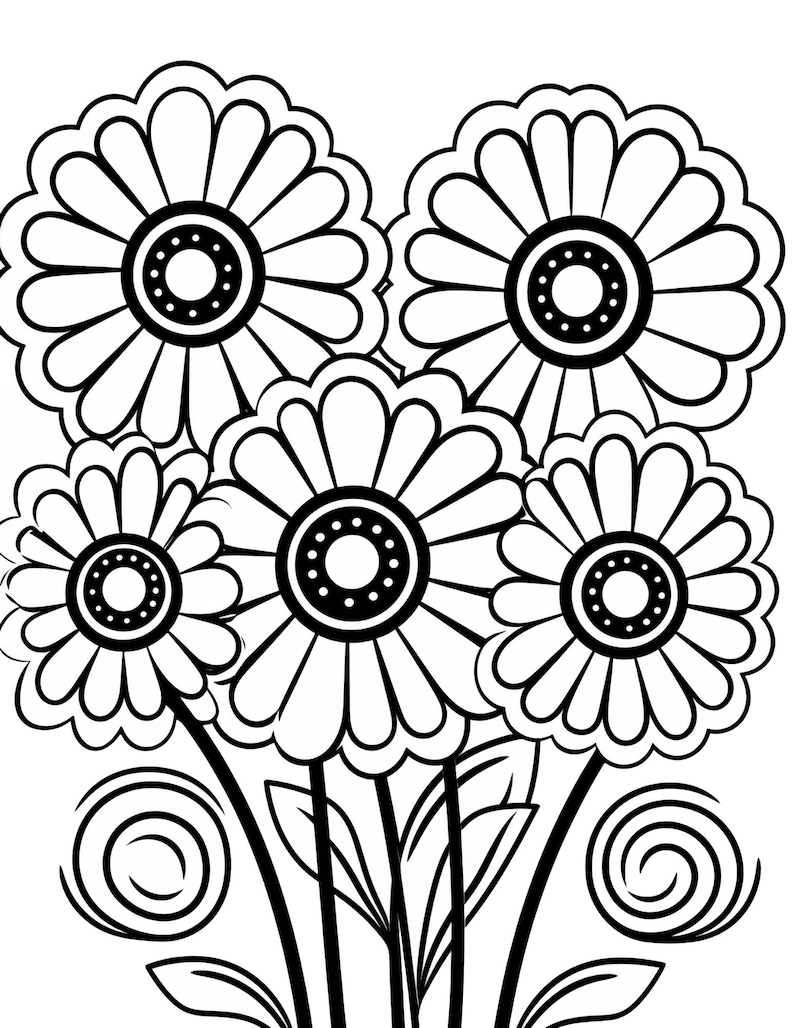 Groovy Flower Coloring Book | Printable Retro Coloring Pages | Mix and ...