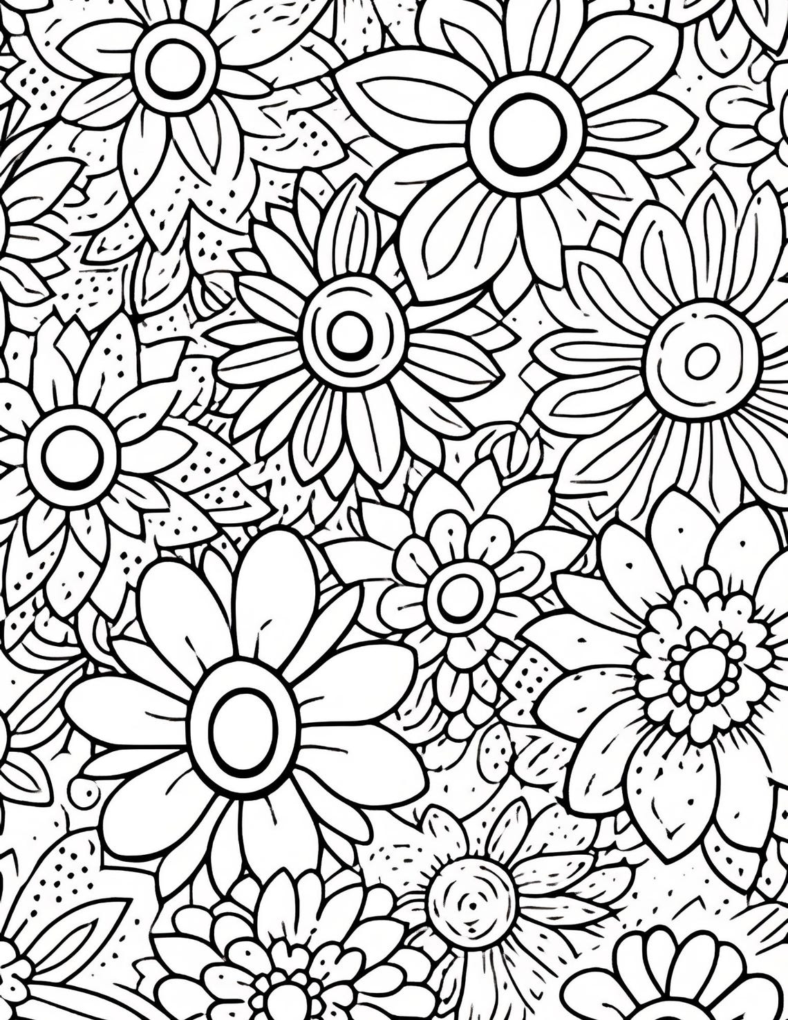 Groovy Flower Coloring Book | Printable Retro Coloring Pages | Mix and ...