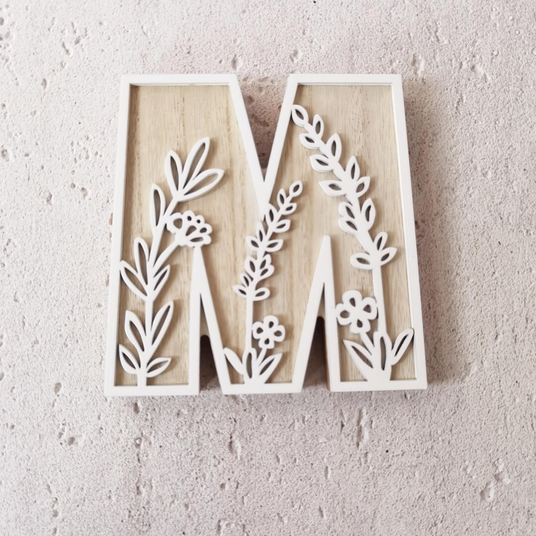 Rustic Wooden Floral Carved Alphabet Letter 1pc Unique Room Decor, Wall ...