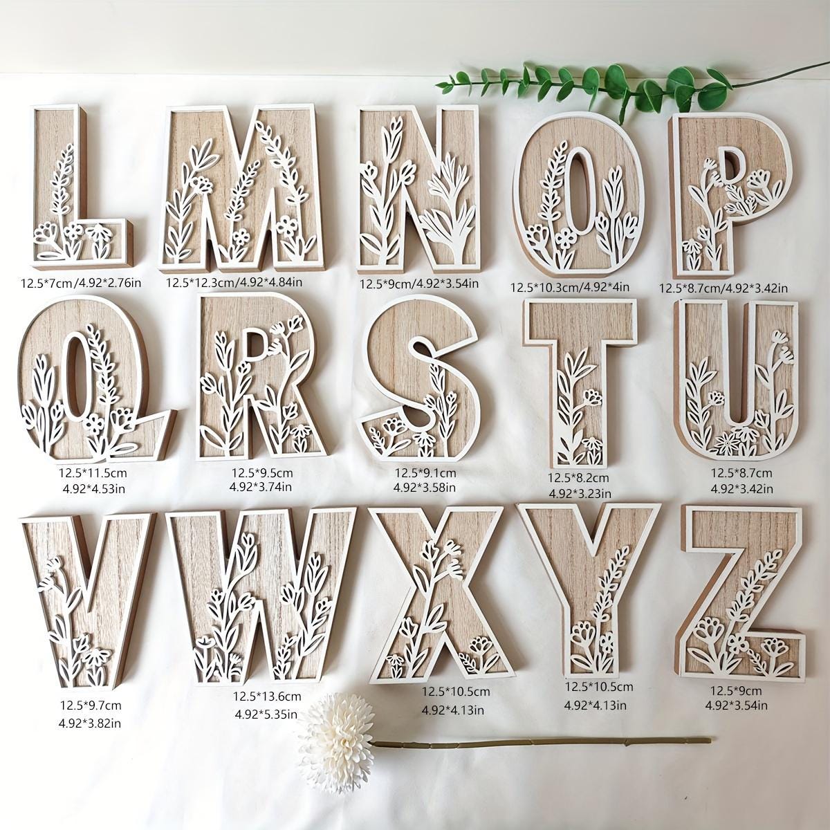 Rustic Wooden Floral Carved Alphabet Letter 1pc Unique Room Decor, Wall ...