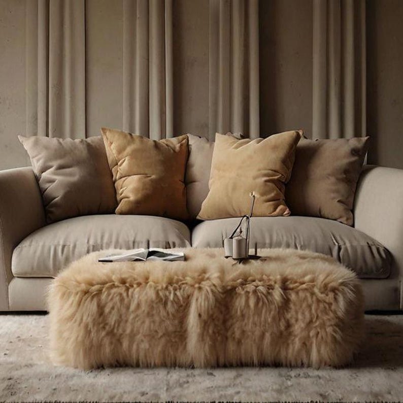 Handmade Plush Ottoman | Luxury Rectangular Pouf | Designer Footstool ...