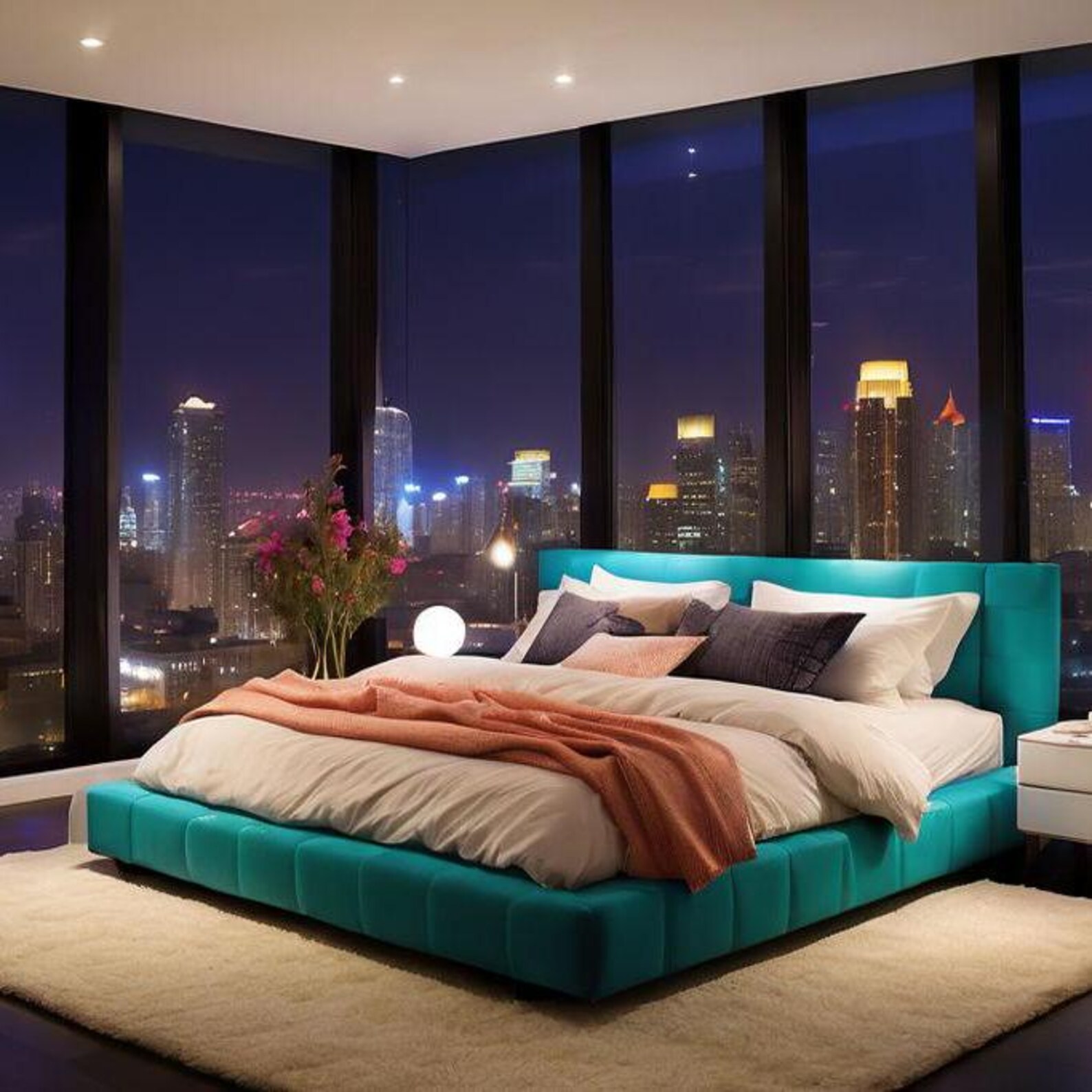 Modern Turquoise Velvet Bed Headboard Luxurious Handmade Design Perfect ...