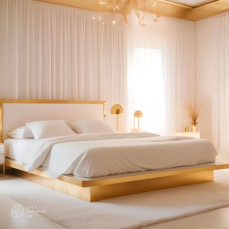Modern Gold Frame Bed Headboard Luxurious Minimalist Design for Elegant ...